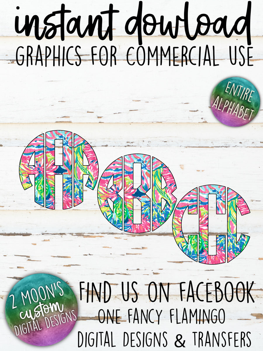 Lilly Inspired Monogram- Entire Alphabet- Instant Download – 2 Moons ...