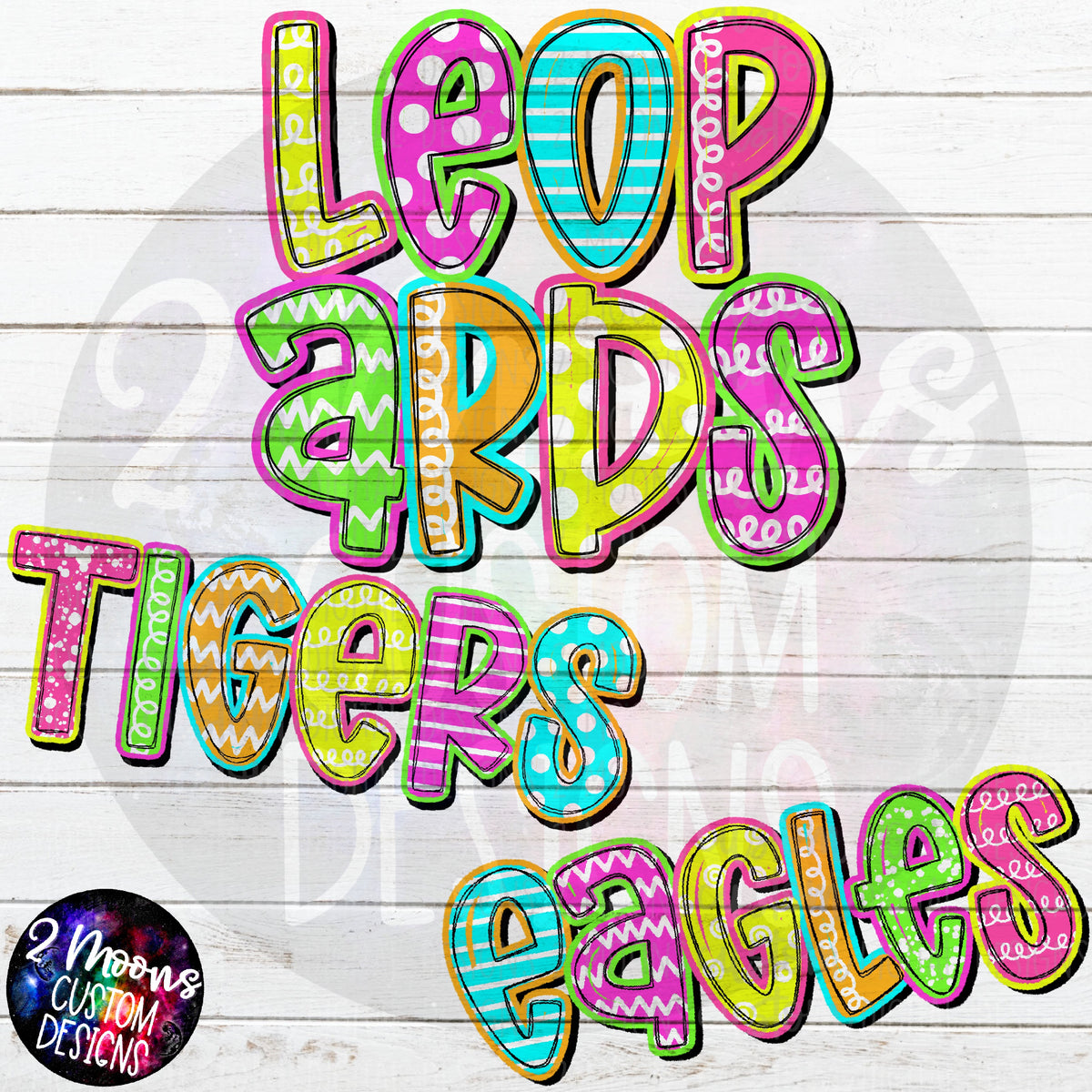 School Spirit Doodle- Bright – 2 Moons Custom Designs