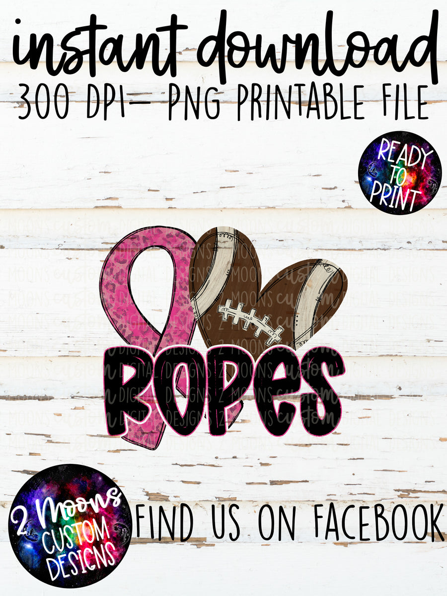 Ropes- Pink out Football – 2 Moons Custom Designs