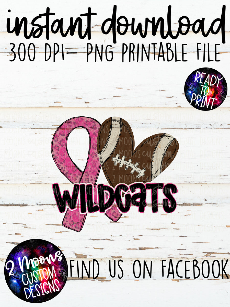 Wildcats- Pink out Football – 2 Moons Custom Designs