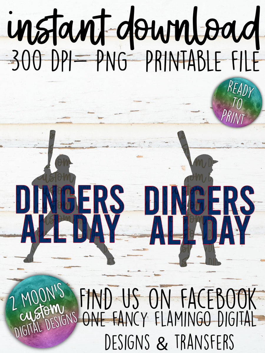 Dingers All Day- Bundle With Youth and Teenage Silhoutte- Baseball Des ...