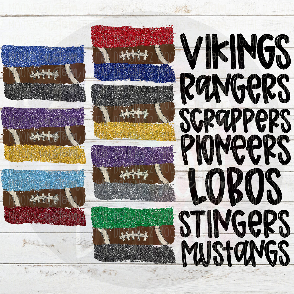 Horizontal Football Brushstroke – 2 Moons Custom Designs
